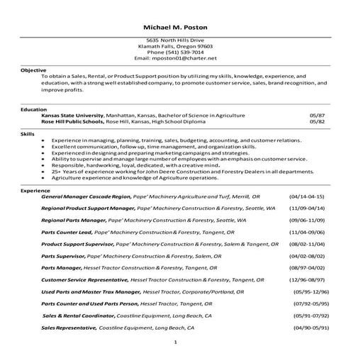 Resume Michael M Poston | PDF