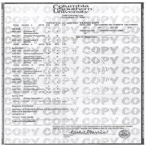 College Transcripts | PDF