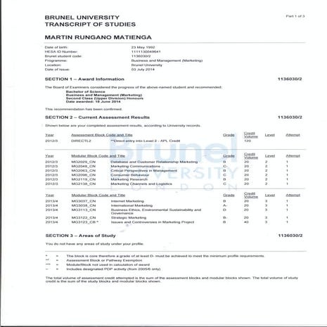 Final Year Transcripts | PDF