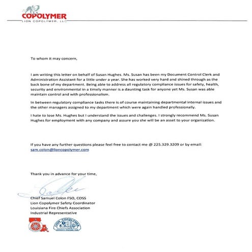 Sam Colon_Ltr of Recommendation | PDF