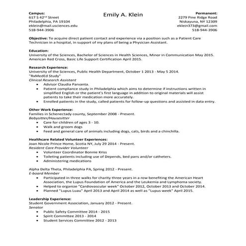 Emily Ann Klein Resume 2015 | PDF