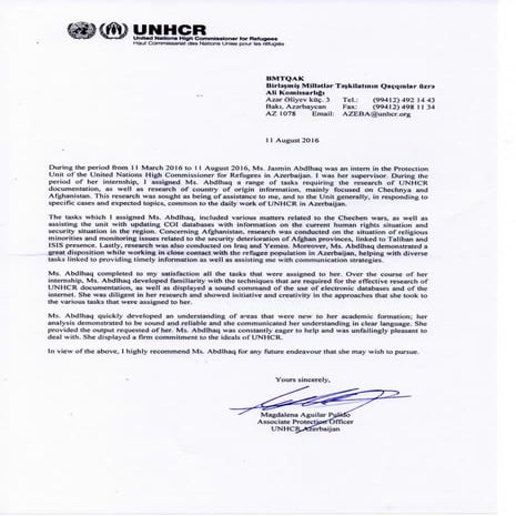Recommendation letter UNHCR | PDF