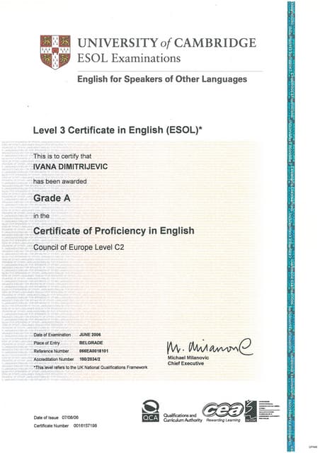 English proficiency certificate .PDF | Education