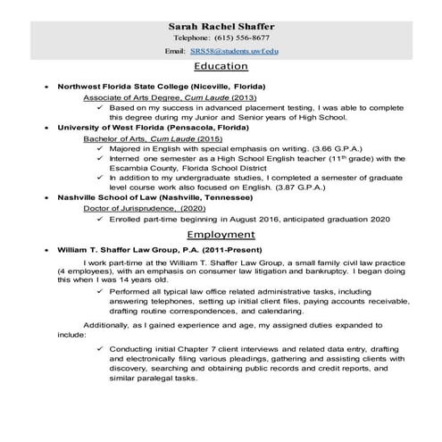 Sarah Shaffer Resume | DOCX