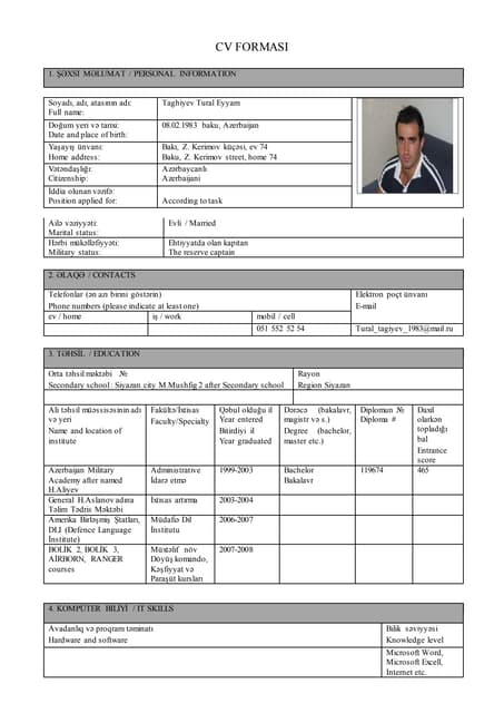Cv formu | DOC