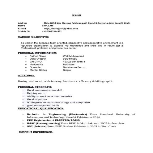 Riaz Ali CV | DOC