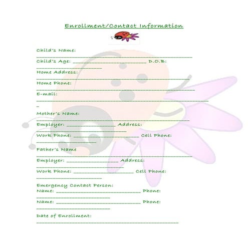 ENROLLMENT INFO. EMERGENCY CONTACT | DOC