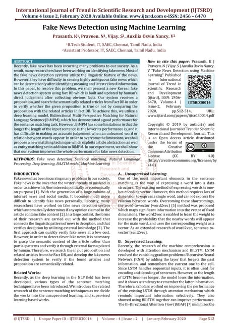 Fake News Detection Using Machine learning algorithm | PPTX