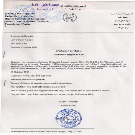 Bachelor Diploma of law | PDF