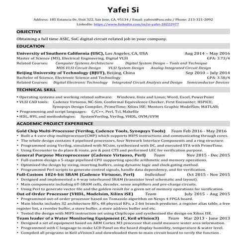 Resume_Yafei Si | PDF | Programming Languages | Computing