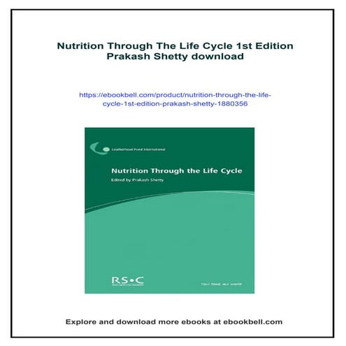 Nutrition Through The Life Cycle 1st Edition Prakash Shetty | PDF