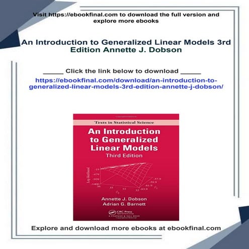 Full Download An Introduction to Generalized Linear Models 3rd Edition ...