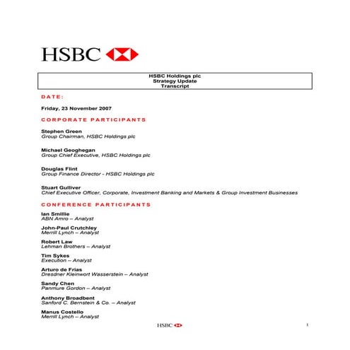 HSBC Strategy Update | PDF