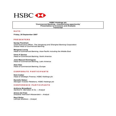 HSBC Commercial Banking - Transforming Opportunity | PDF