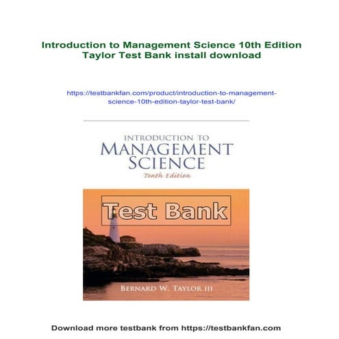 Introduction to Management Science 10th Edition Taylor Test Bank | PDF
