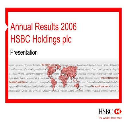 HSBC 2005 Annual Results Presentation to Investors and Analysts | PDF