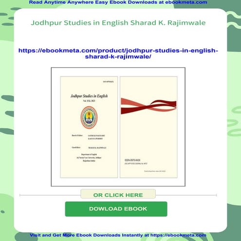 Jodhpur Studies in English Sharad K. Rajimwale | PDF