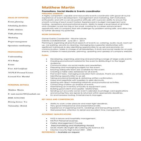 matthew martin CV Sept 2015 | PDF | Business Administration | Business