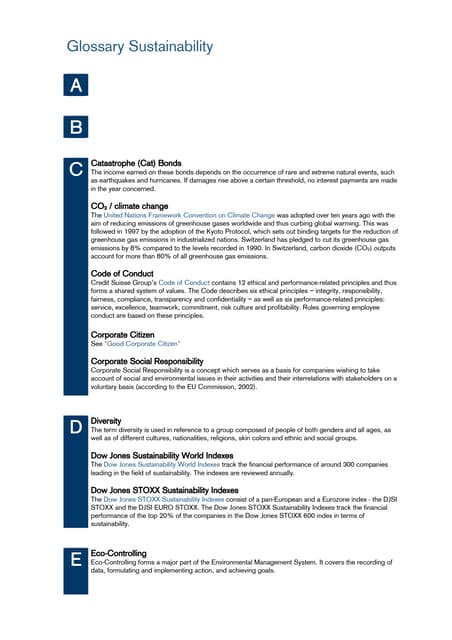 .credit-suisse Sustainability Glossary | PDF