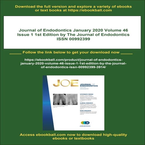 Journal of Endodontics January 2020 Volume 46 Issue 1 1st Edition by ...