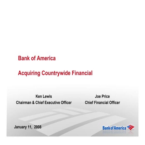 Bank of America Acquiring Countrywide Financial | PDF