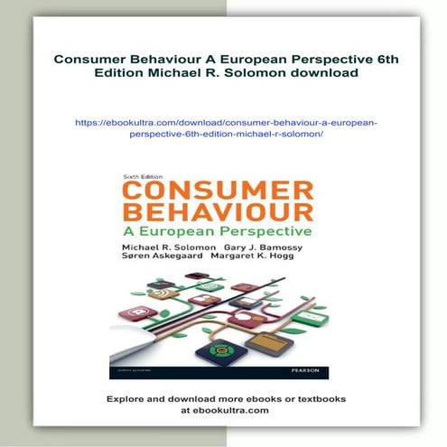 Consumer Behaviour A European Perspective 6th Edition Michael R ...