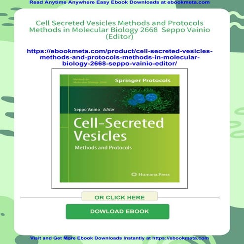 Cell Secreted Vesicles Methods and Protocols Methods in Molecular ...