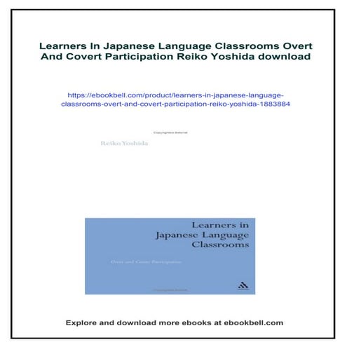 Learners In Japanese Language Classrooms Overt And Covert Participation ...