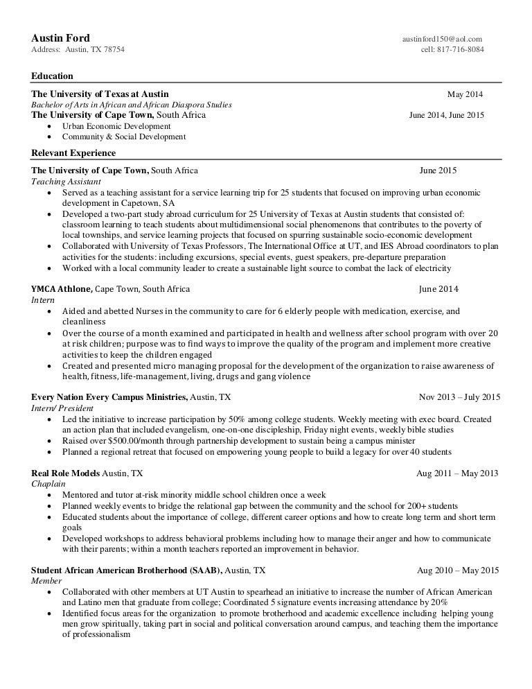 Ford, Austin Resume
