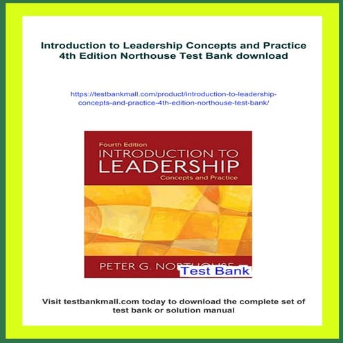 Introduction to Leadership Concepts and Practice 4th Edition Northouse ...