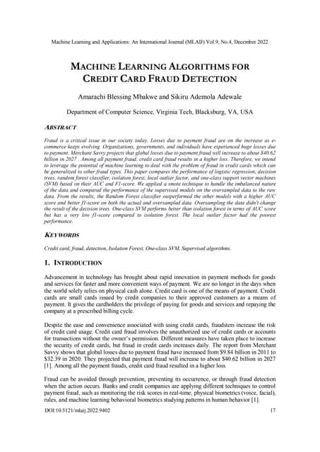 Credit Card Fraud Detection Using Machine Learning Algorithms Ppt 7791