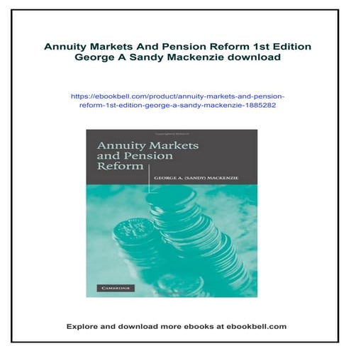 Annuity Markets And Pension Reform 1st Edition George A Sandy Mackenzie ...