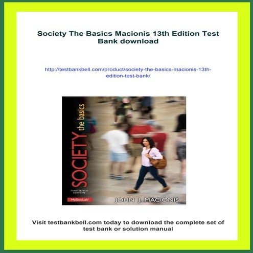 Society The Basics Macionis 13th Edition Test Bank | PDF