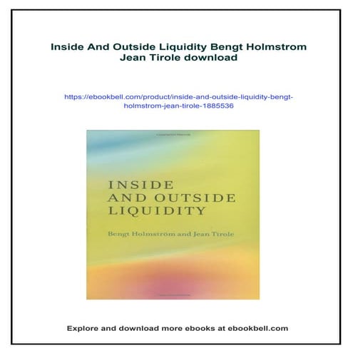 Inside And Outside Liquidity Bengt Holmstrom Jean Tirole | PDF