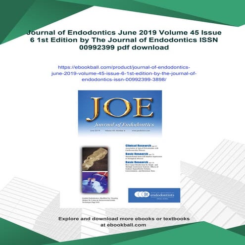 Journal of Endodontics June 2019 Volume 45 Issue 6 1st Edition by The ...
