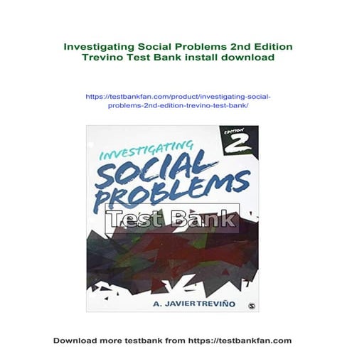 Investigating Social Problems 2nd Edition Trevino Test Bank | PDF