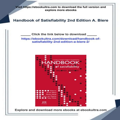 Handbook of Satisfiability 2nd Edition A. Biere | PDF
