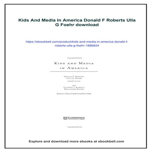 Kids And Media In America Donald F Roberts Ulla G Foehr | PDF