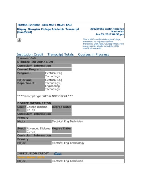 DARana Master's Transcript | PDF