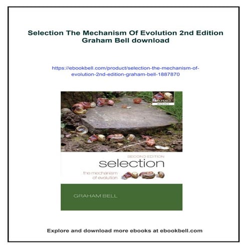 Selection The Mechanism Of Evolution 2nd Edition Graham Bell | PDF
