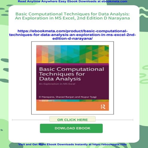 Basic Computational Techniques for Data Analysis: An Exploration in MS Excel, 2nd Edition D ...