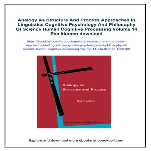 Analogy As Structure And Process Approaches In Linguistics Cognitive Psychology And Philosophy ...