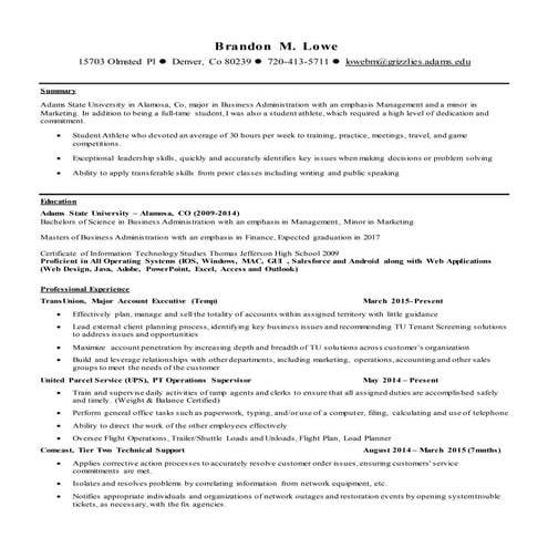 Brandon Resume 2015 | DOCX