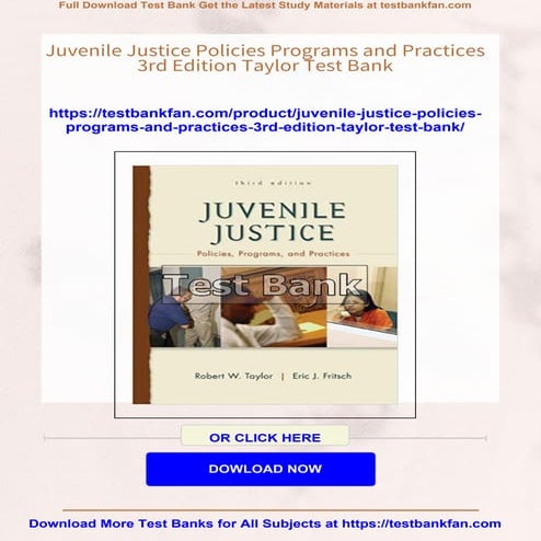 Juvenile Justice Policies Programs and Practices 3rd Edition Taylor ...
