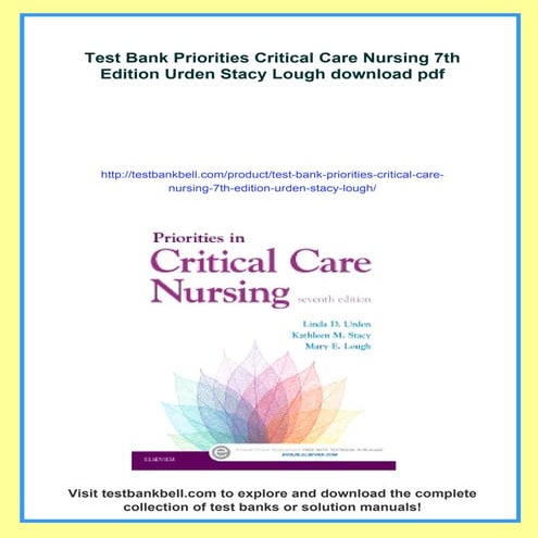 Test Bank Priorities Critical Care Nursing 7th Edition Urden Stacy ...