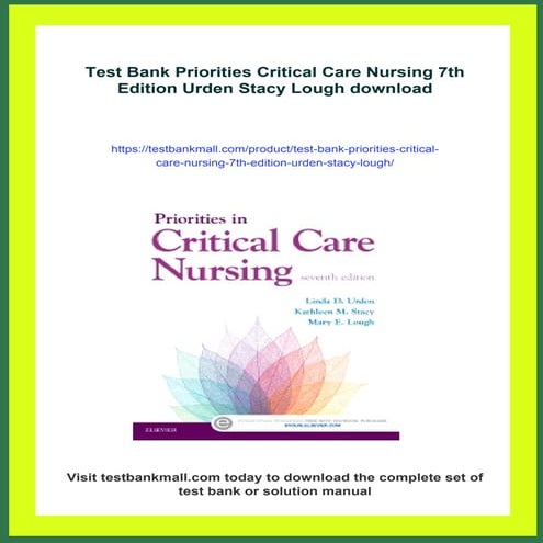 Test Bank Priorities Critical Care Nursing 7th Edition Urden Stacy ...