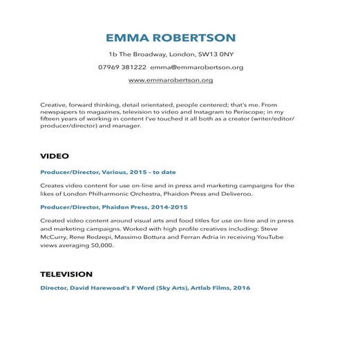 Emma Robertson CV Dec 2016 | PDF