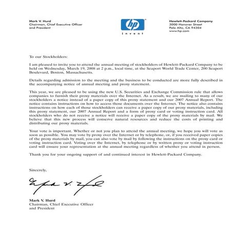 hp 2008 Proxy Statement | PDF