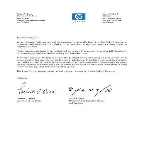 hp 2006 proxy statement | PDF