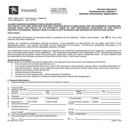 Professional Liability Insurance Application for Alcohol & Drug ...